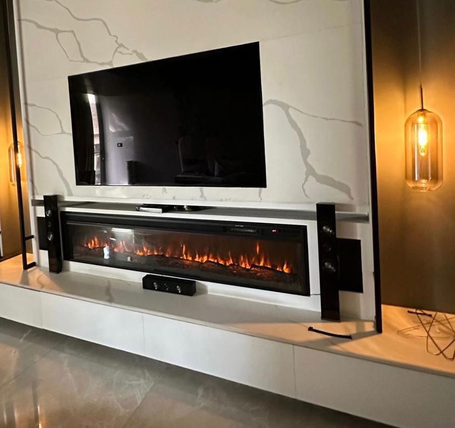 RVA Decorative Electric Fireplace 72 x 16 x 6 Inches with Remote and ...